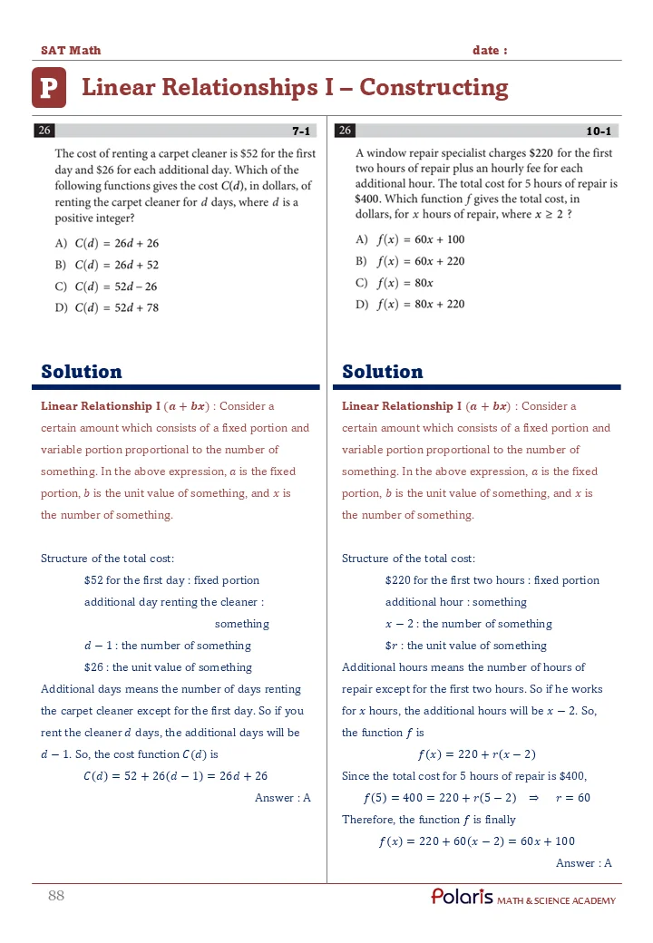 SAT Math Prep Note Domain 1 - 크몽