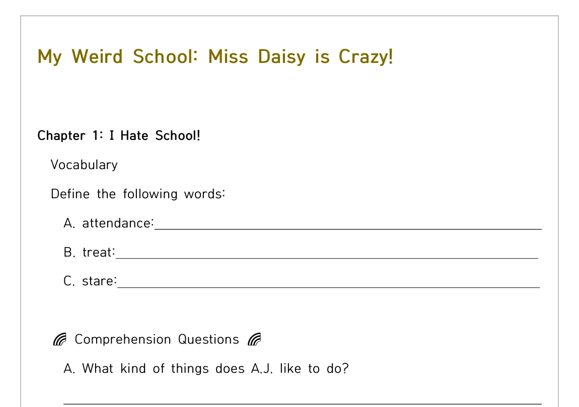 Miss Daisy is crazy Worksheet - 크몽