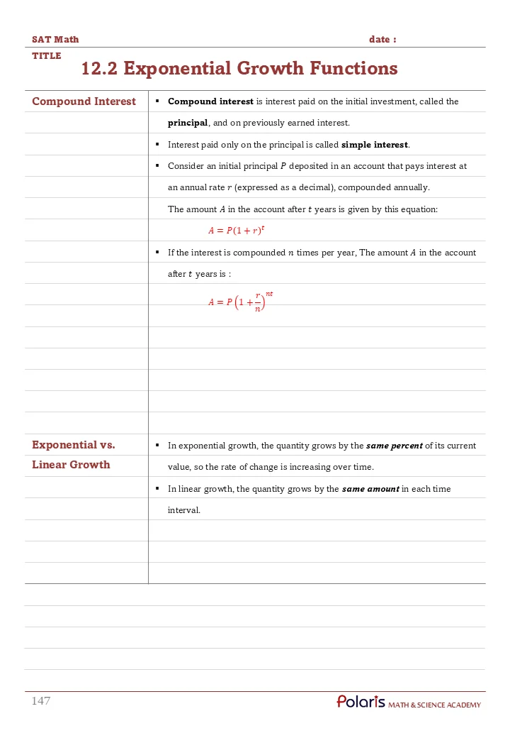 SAT Math Prep Note Domain 2 - 크몽