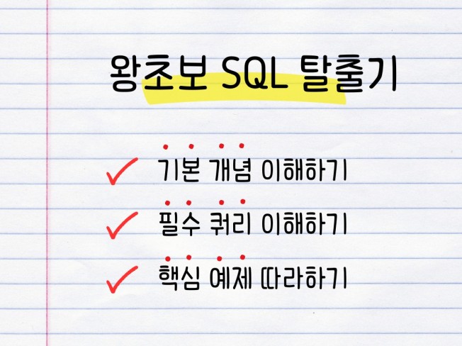SQL 왕초보를 위한 필수 예제만 강의 - 크몽