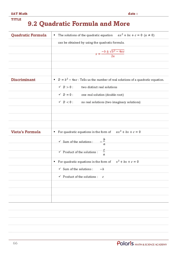 SAT Math Prep Note Domain 2 - 크몽