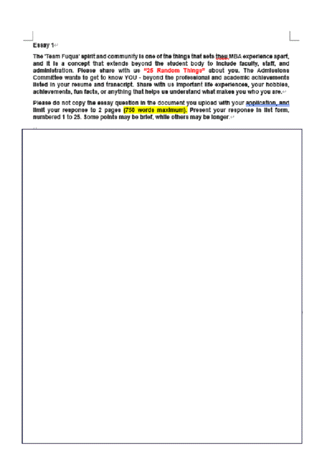 Duke MBA Essay 자소서 듀크대학교 MBA - 크몽