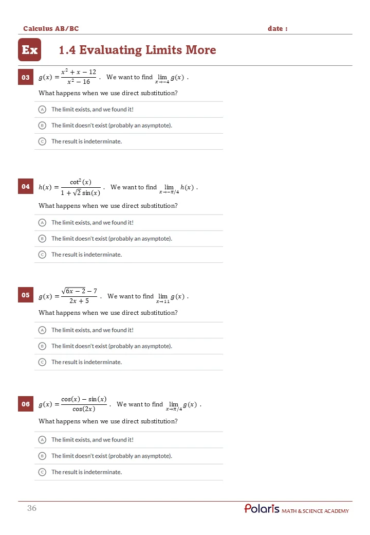 AP Calculus Prep Note Unit 1 - 크몽