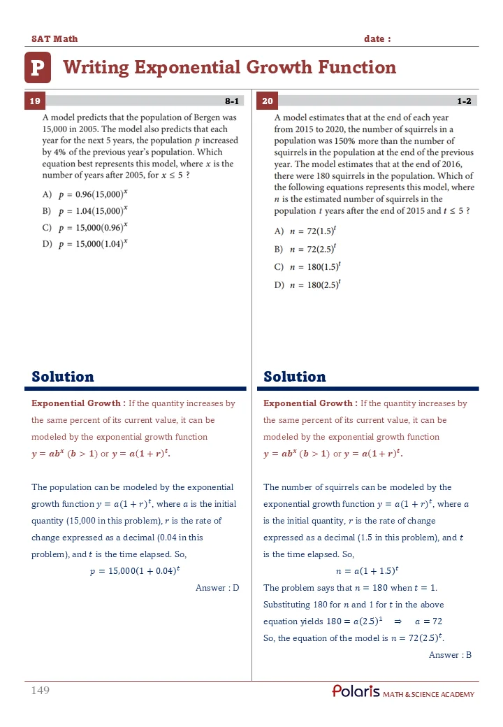 SAT Math Prep Note Domain 2 - 크몽