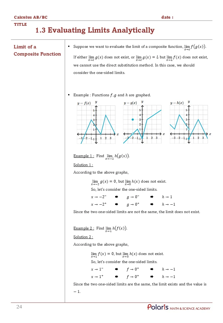 AP Calculus Prep Note Unit 1 - 크몽