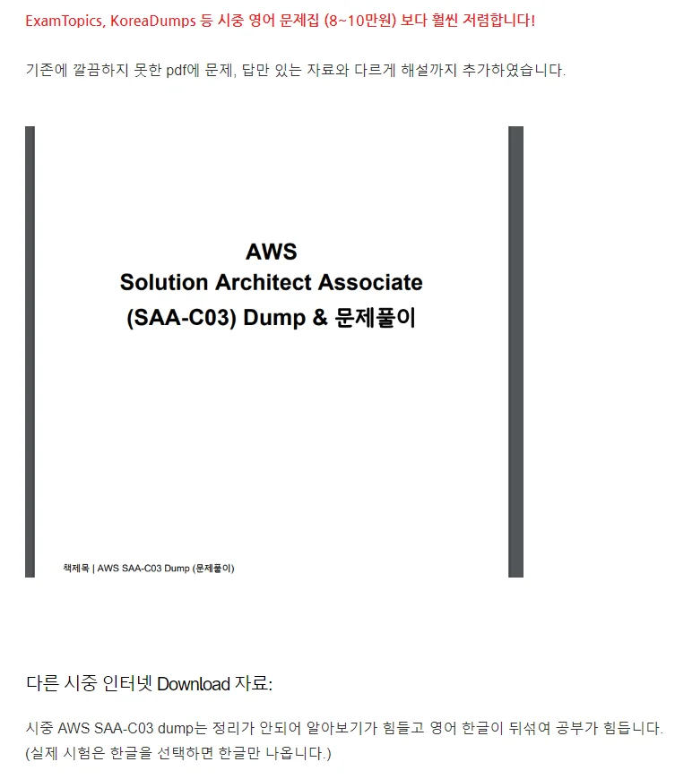 AWS SAA-03 Dump 문제 2025 한글본 - 크몽