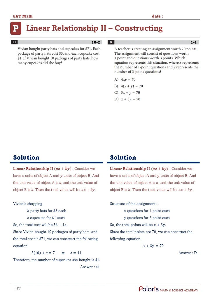 SAT Math Prep Note Domain 1 - 크몽