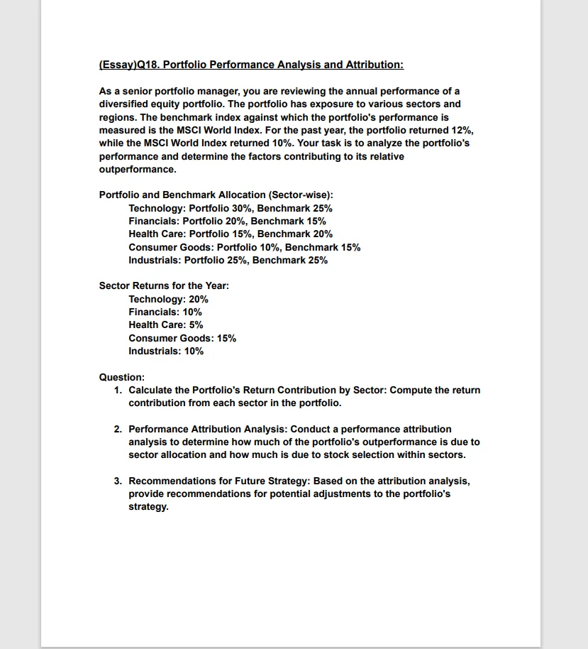CFA 레벨3실전 기출 에세이 문제집 해설 471pg - 크몽
